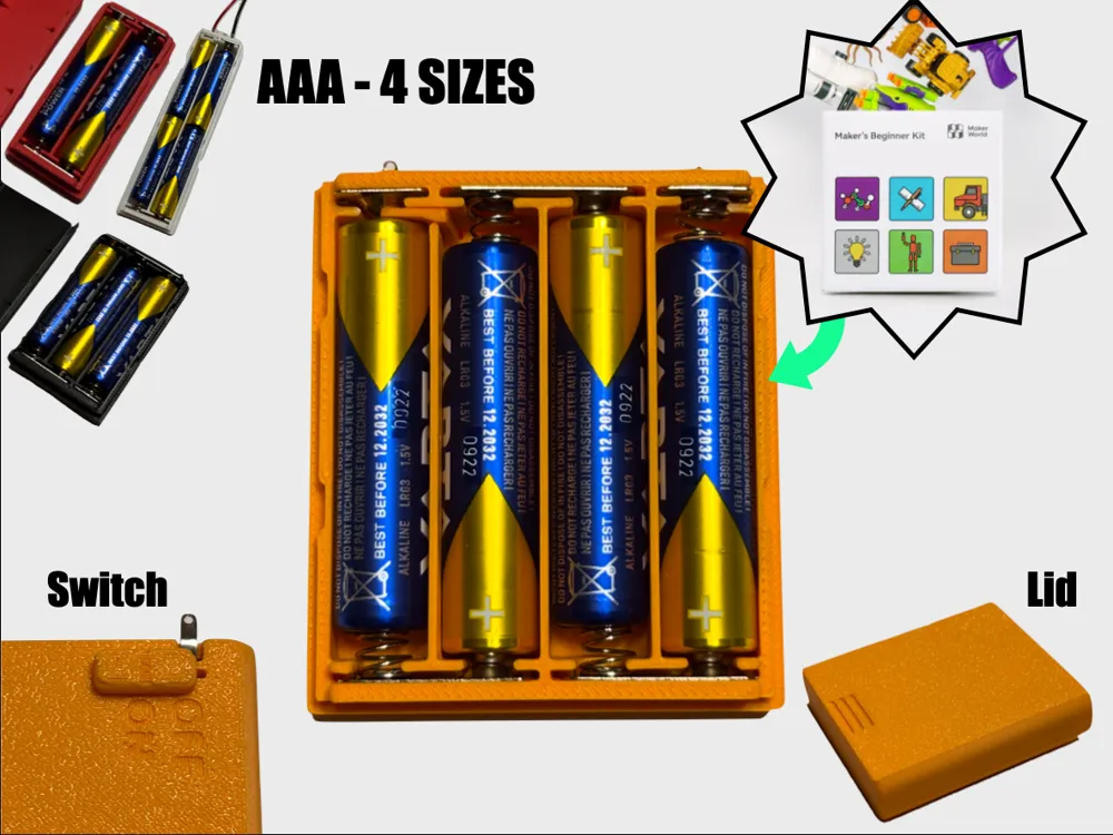 Battery Holder for Maker's Beginner Kit - Free 3D Print Model - MakerWorld