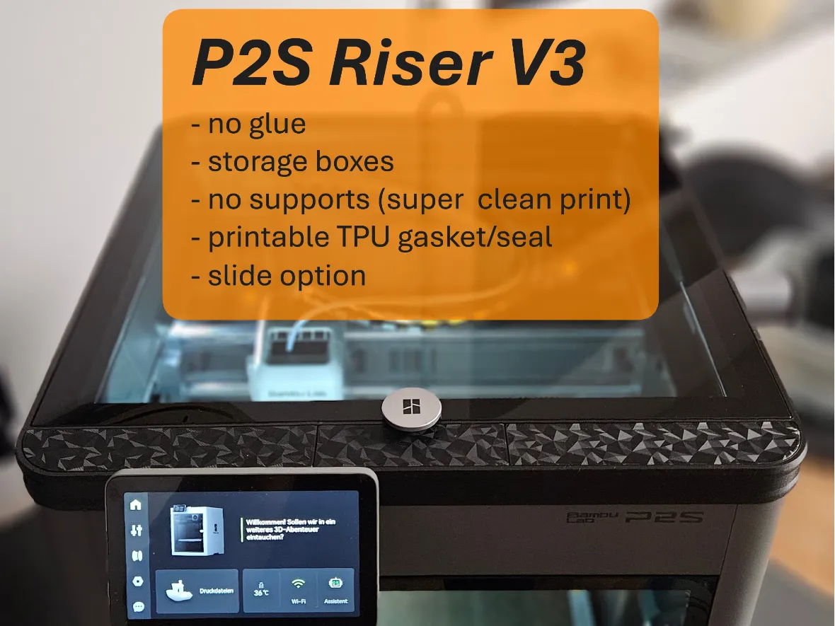 P2S - flat riser V3 +storage compartment +TPU seal - Free 3D Print ...