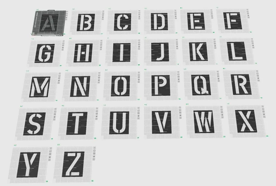 Stencil Font DIN Complete Alphabet and Numbers by toppsi krett ...