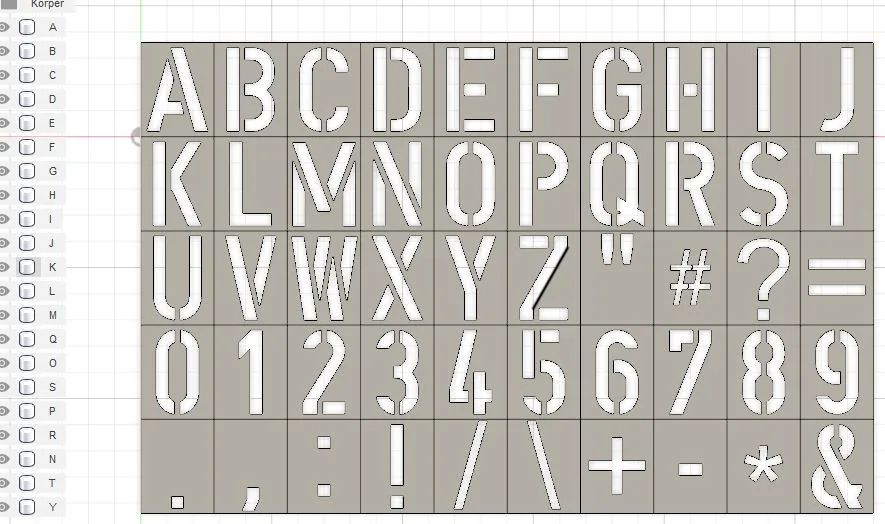 Stencil Font DIN Complete Alphabet and Numbers by toppsi krett - MakerWorld
