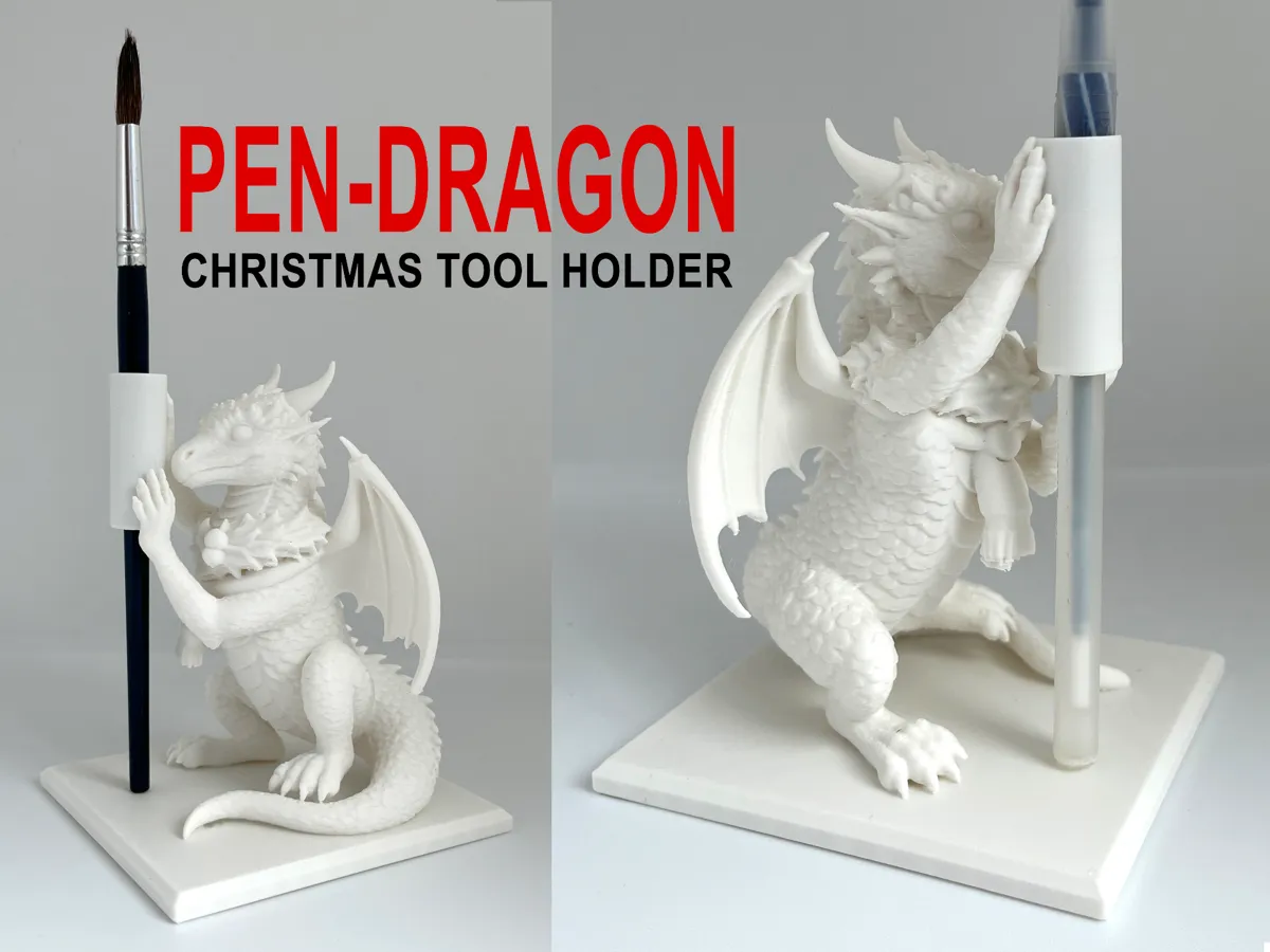 Pen-Dragon Christmas Dragon Tool Holder by Canadian Opus MakerWorld ...