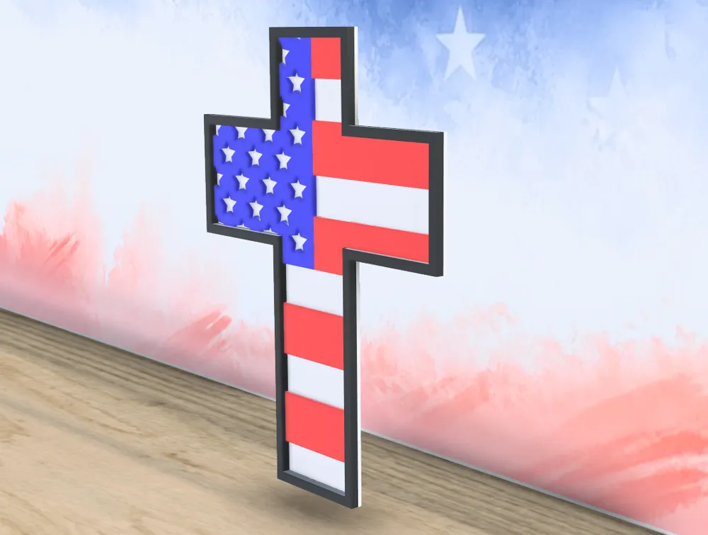 Star Spangled Cross - Layered - Patriotic Art by JF-699 MakerWorld ...