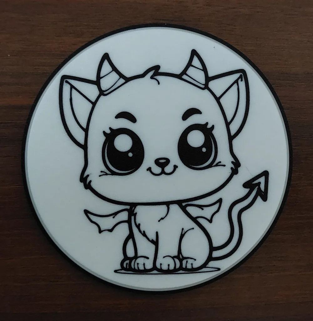 Devil cat coaster by CustomCreations MakerWorld: Download Free 3D Models