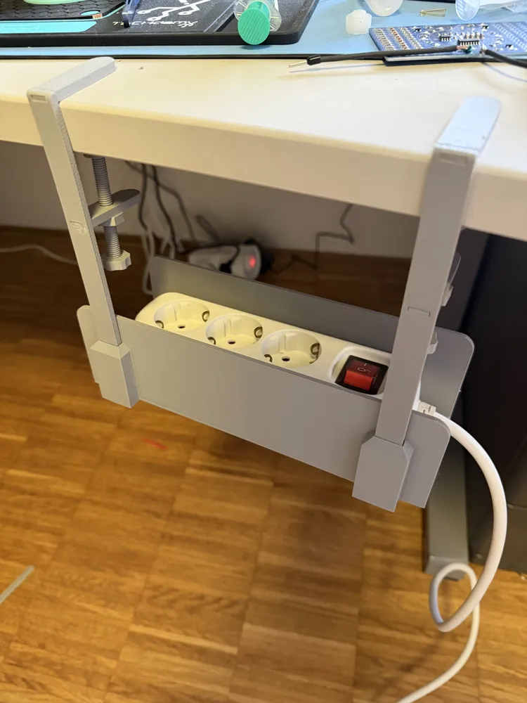 Clamp-On Under Desk Power Strip Holder - Free 3D Print Model - MakerWorld