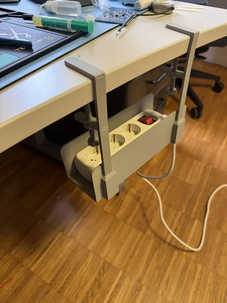 Clamp-On Under Desk Power Strip Holder - Free 3D Print Model - MakerWorld
