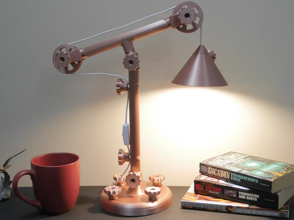 Pulley Lamp - Mechanical Adjustable Desk Light - Free 3D Print Model ...