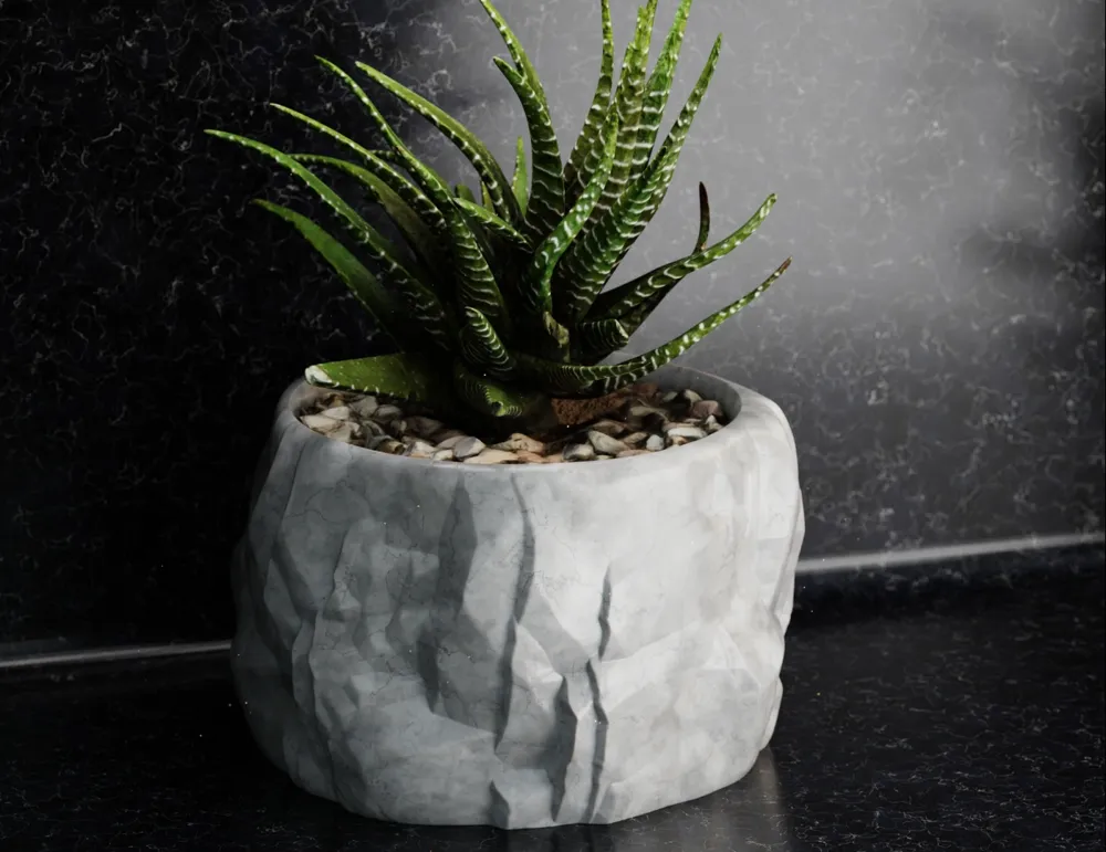 Rock flower pot 12 by uni3Dworld MakerWorld: Download Free 3D Models