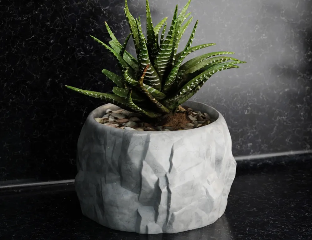 Rock flower pot 12 by uni3Dworld MakerWorld: Download Free 3D Models