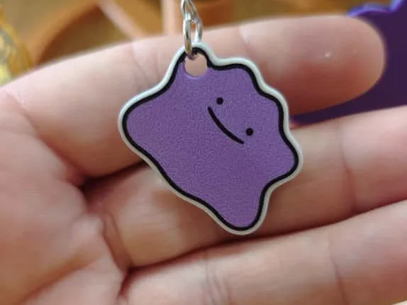 Keychain Earrings Ditto Pokémon Flubber - Free 3D Print Model - MakerWorld