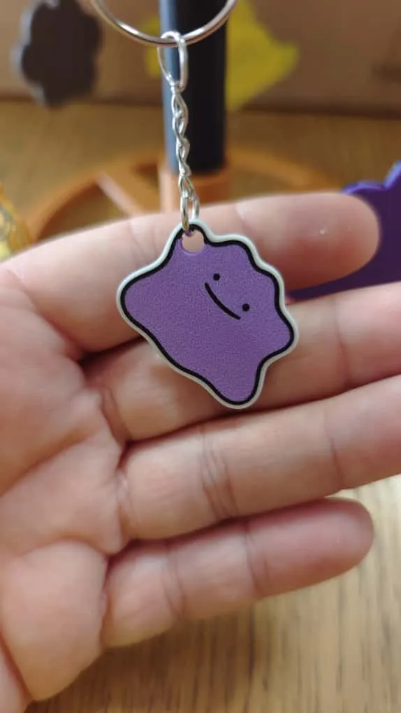 Keychain Earrings Ditto Pokémon Flubber - Free 3D Print Model - MakerWorld