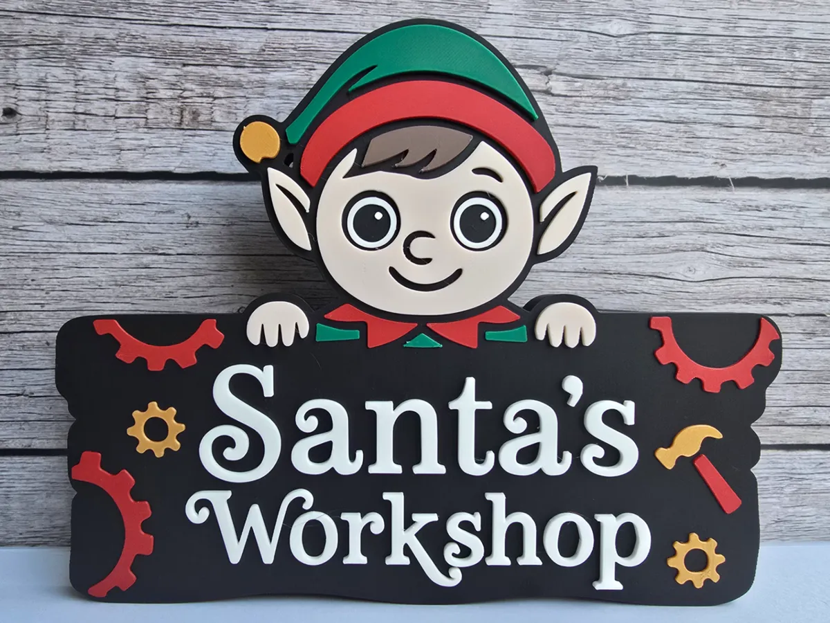 Elf Christmas Sign - Free 3D Print Model - MakerWorld