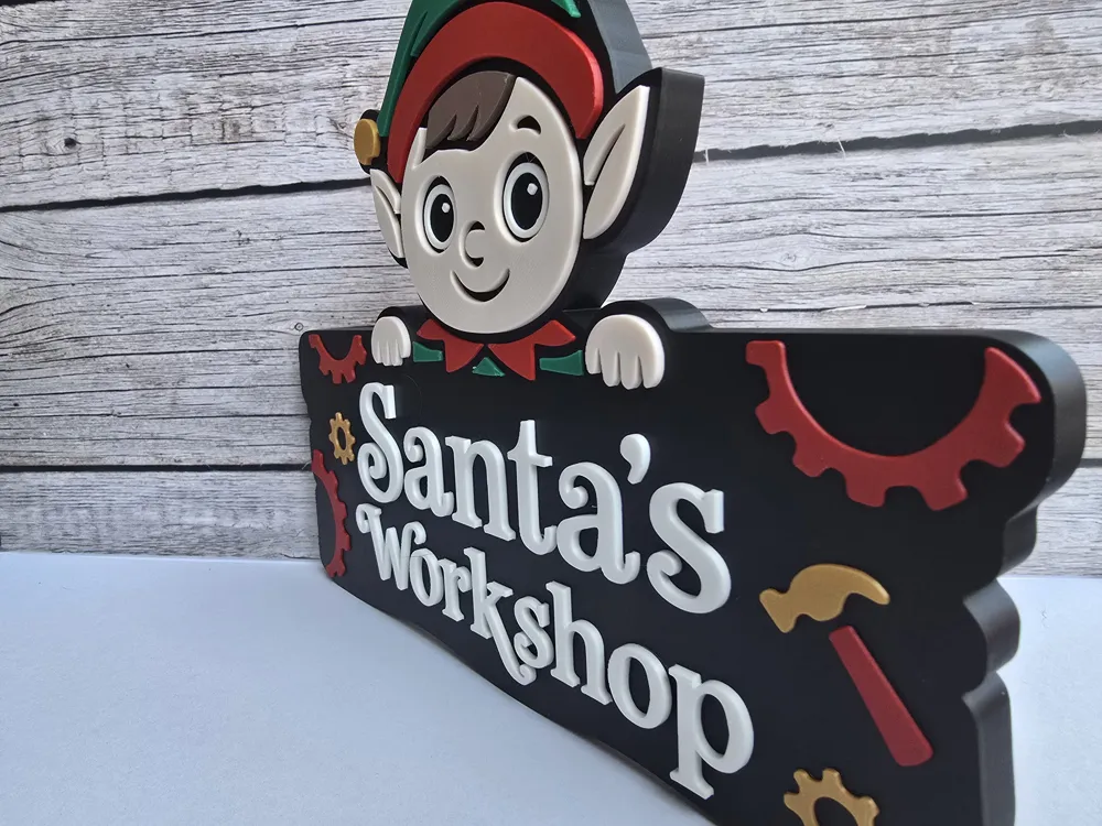 Elf Christmas Sign - Free 3D Print Model - MakerWorld