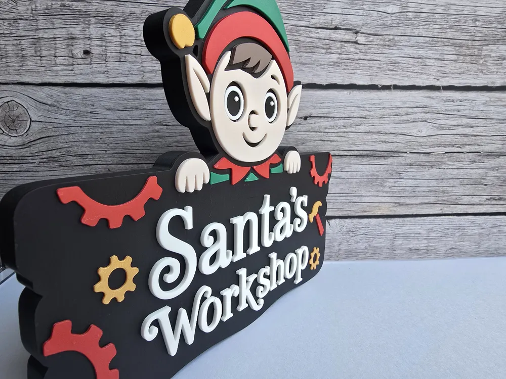 Elf Christmas Sign - Free 3D Print Model - MakerWorld