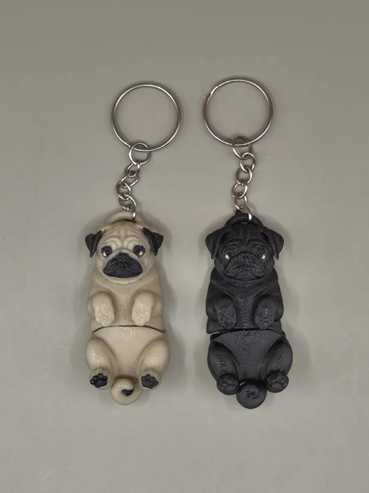 Cute Pug Keychain – Articulated Flexi Toy Dog - Free 3D Print Model ...