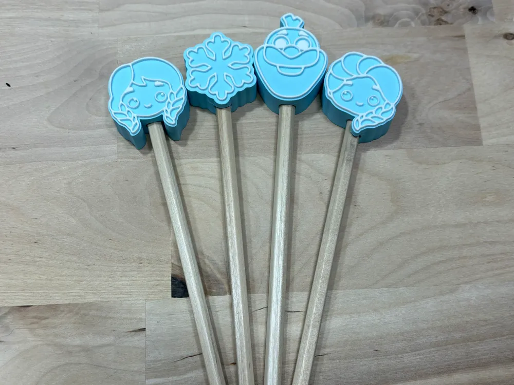 Frozen Theme Pencil Toppers - 4 Models - Free 3D Print Model - MakerWorld