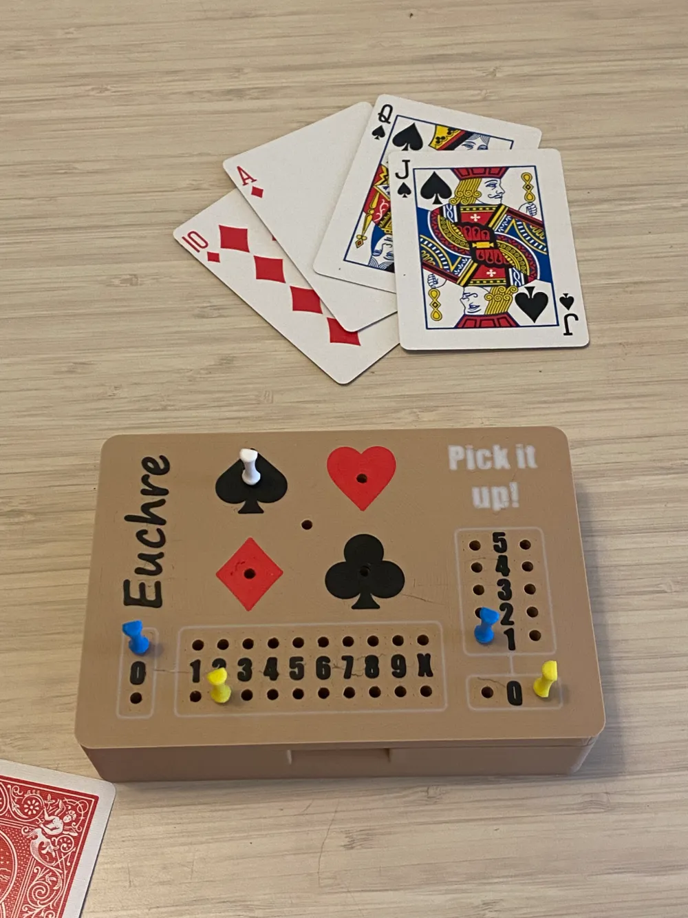 Euchre card game box with counter pegs by java8it - MakerWorld