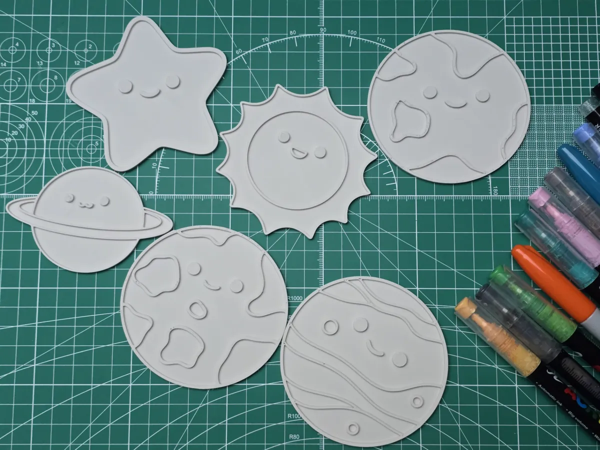 Cute Planets Coloring Set Sun Moon Earth Space - Free 3D Print Model ...