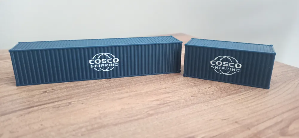 Cosco Shipping Container HO scale 1/87 40ft -20ft - Free 3D Print Model ...