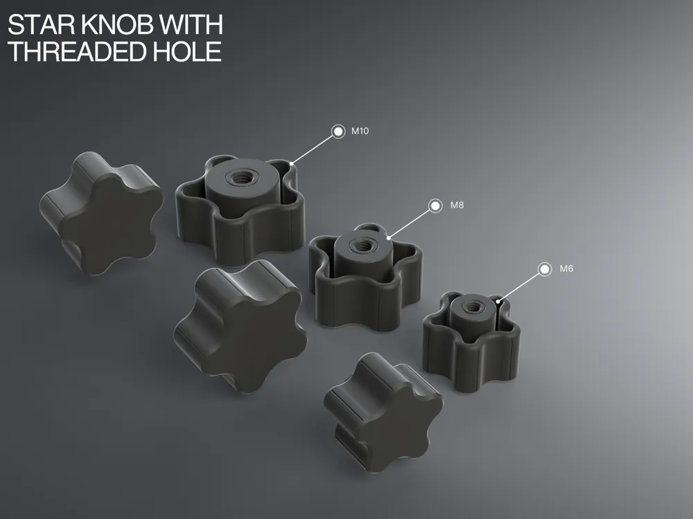 Metric Star Knobs with Threaded Hole by Tycho Design MakerWorld ...