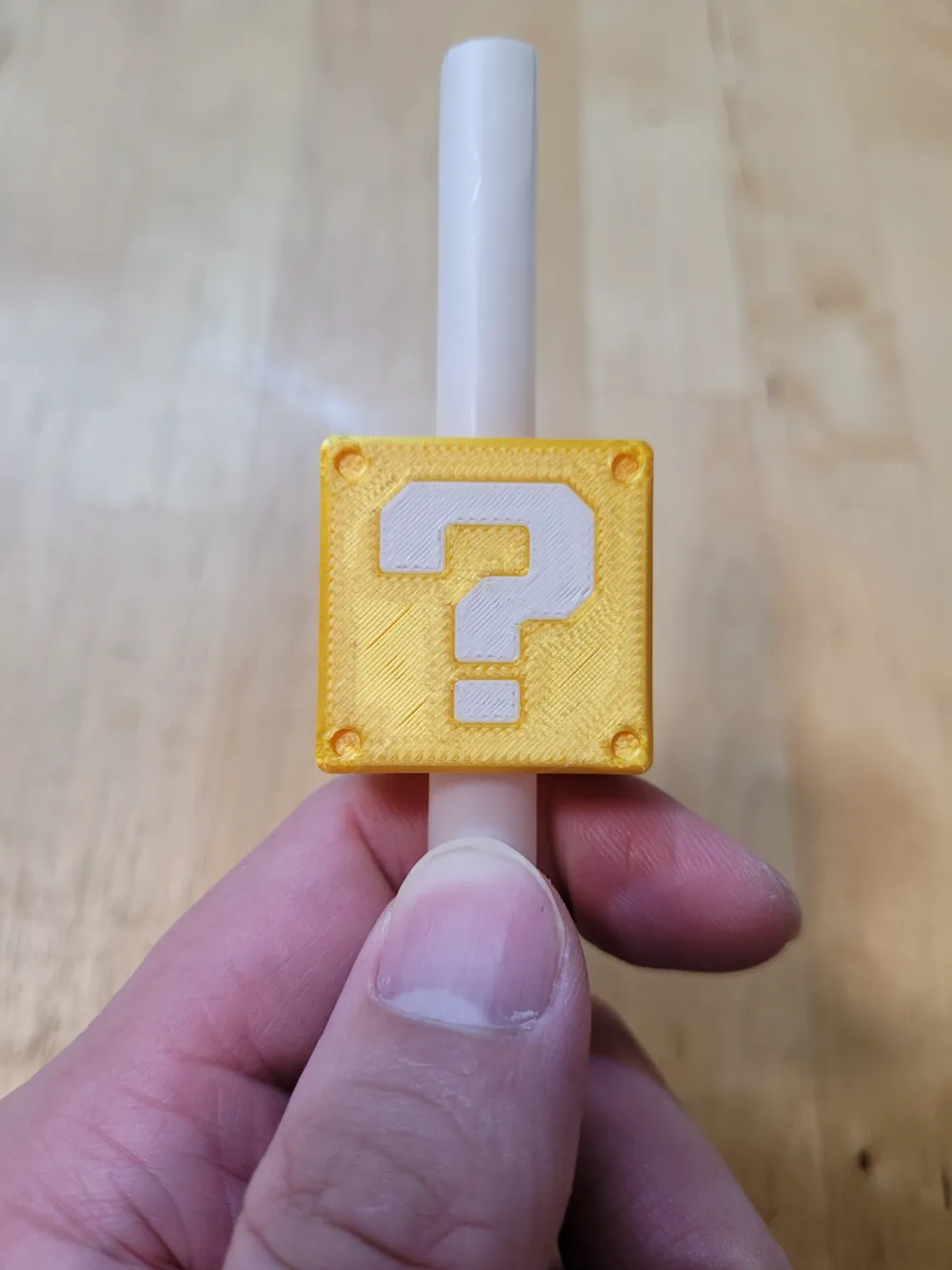 Mario Question Block Straw Topper Remixed by David - MakerWorld