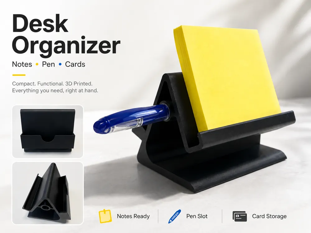 Sticky note holder, Pen and Card Organizer - Free 3D Print Model ...