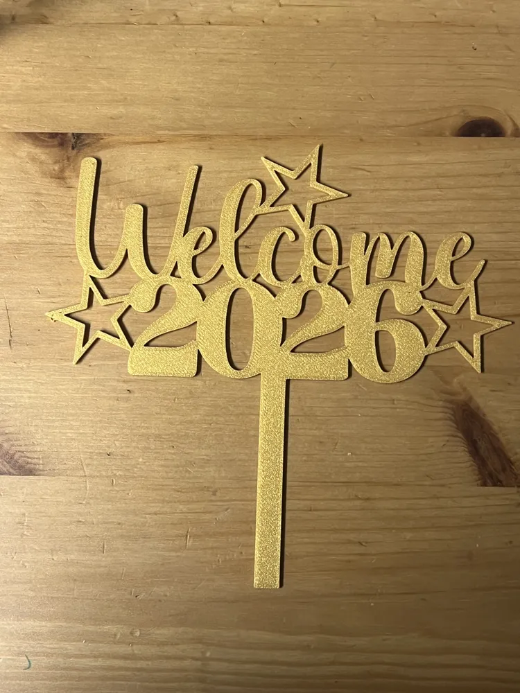 Topo de bolo Bem-vindo 2026 - Modelo gratuito para impressão 3D ...