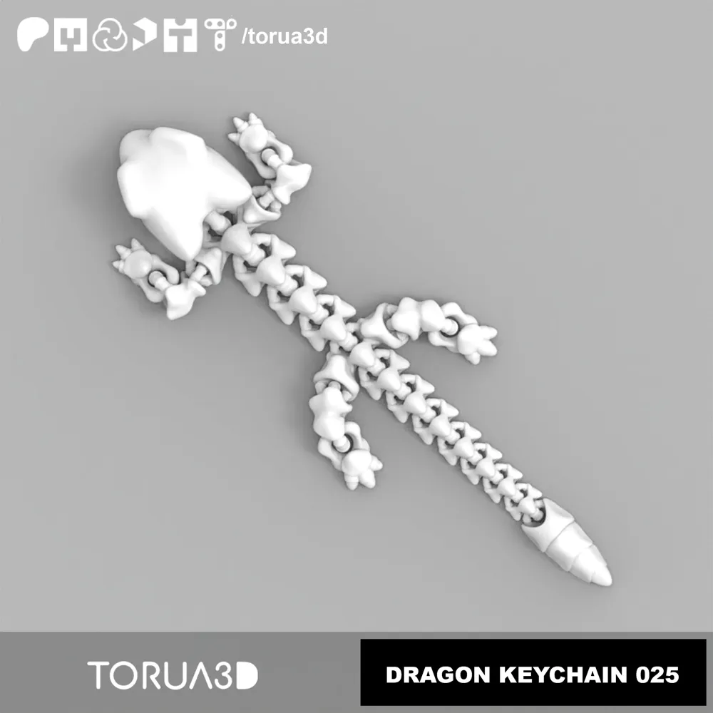 Articulated dragon skeleton for keychain 025 - Free 3D Print Model ...