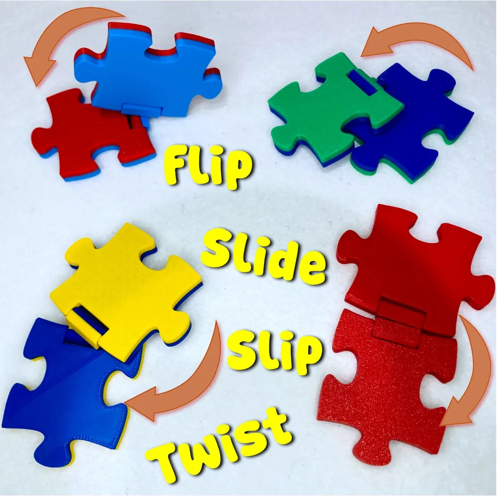 Puzzle Piece Slider + Flip Fidget (Print in Place) - Free 3D Print ...
