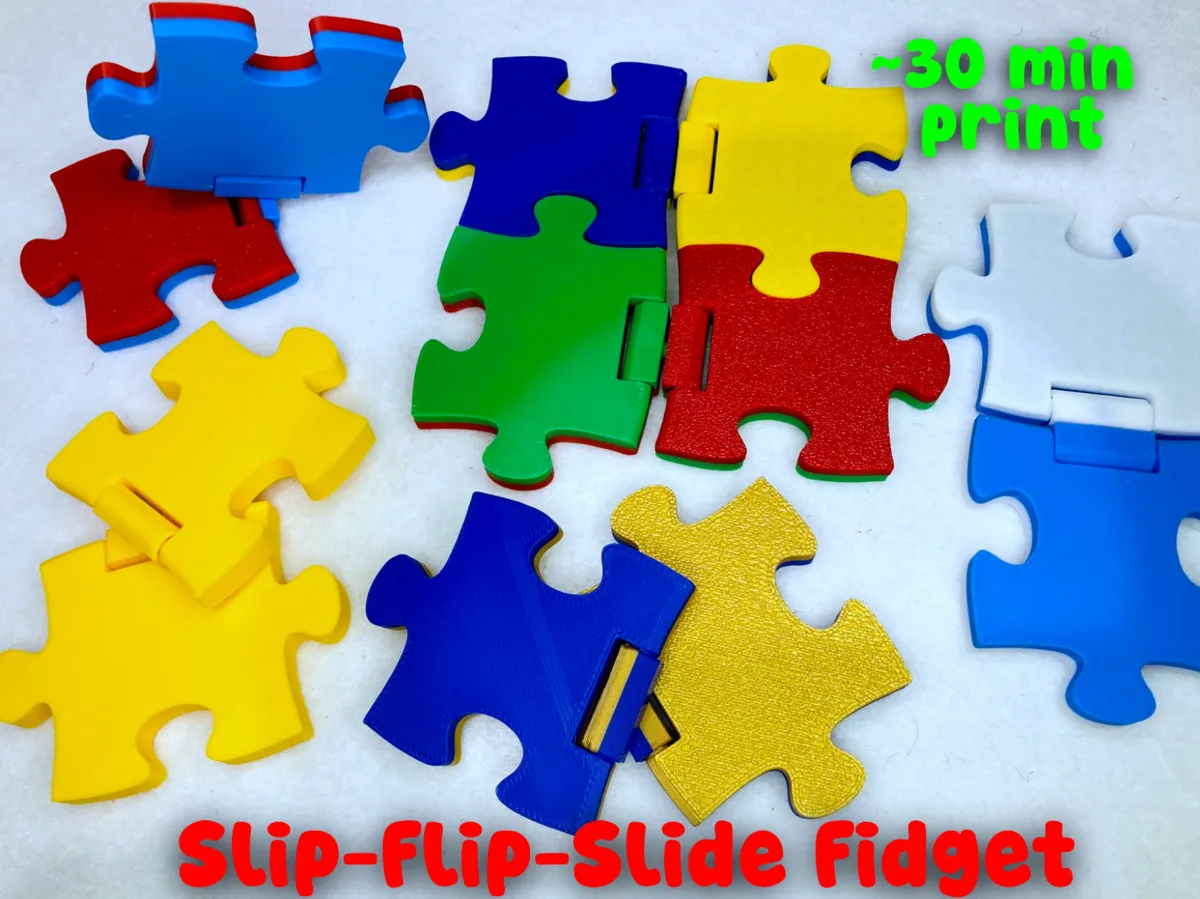 Puzzle Piece Slider + Flip Fidget (Print in Place) - Free 3D Print ...
