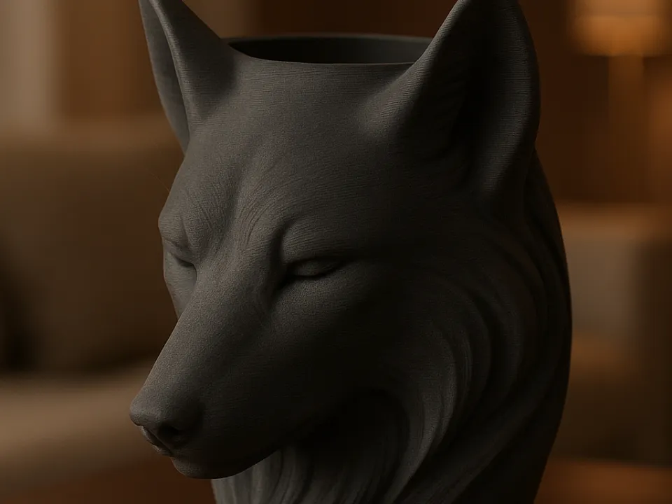 Vase Art – howling wolf pot for nature-inspired - Free 3D Print Model ...
