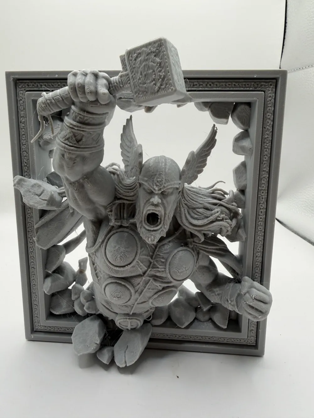 Thor with Hammer – Mighty Wall Figure in Frame - Free 3D Print Model ...