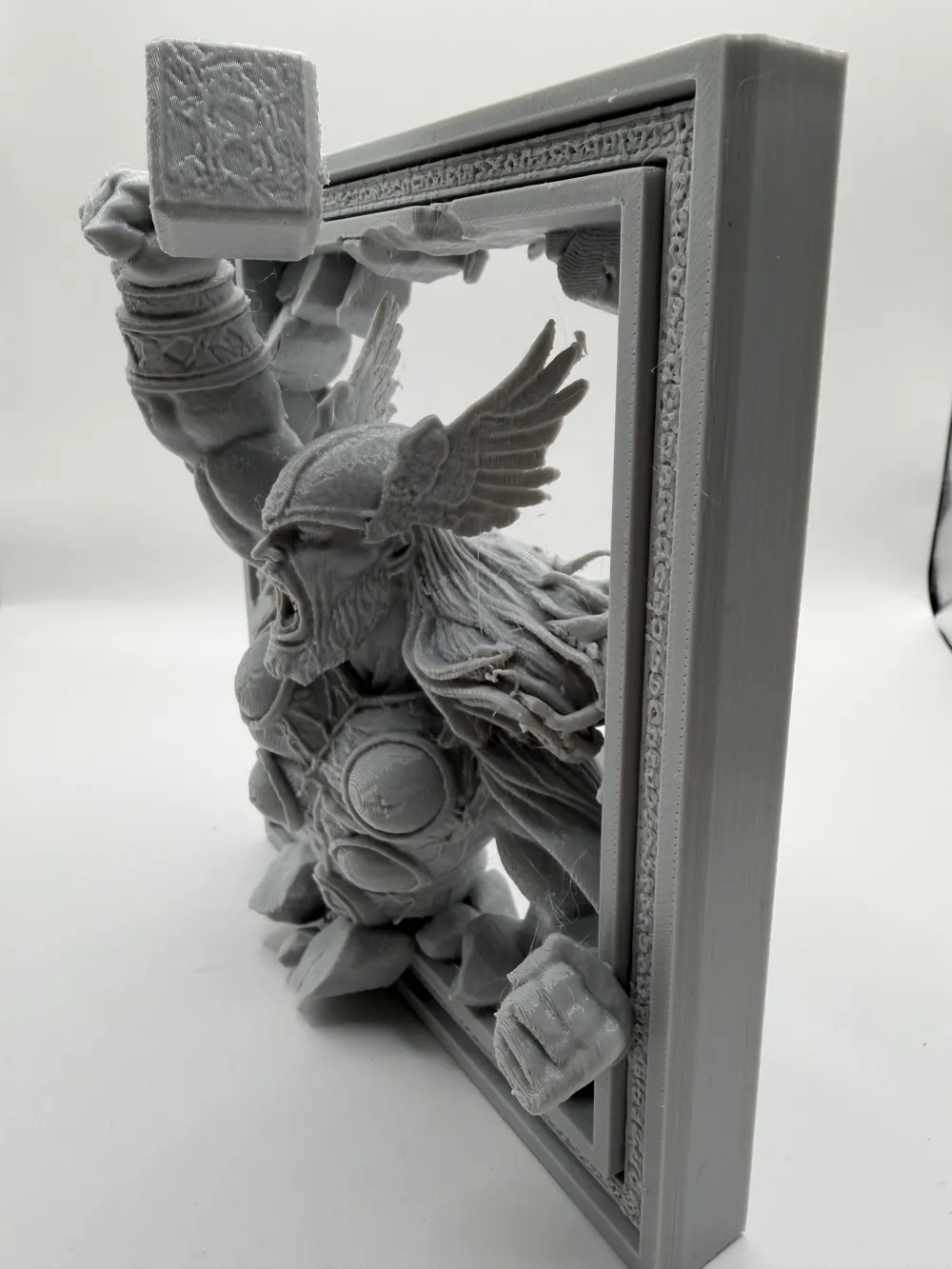 Thor with Hammer – Mighty Wall Figure in Frame - Free 3D Print Model ...