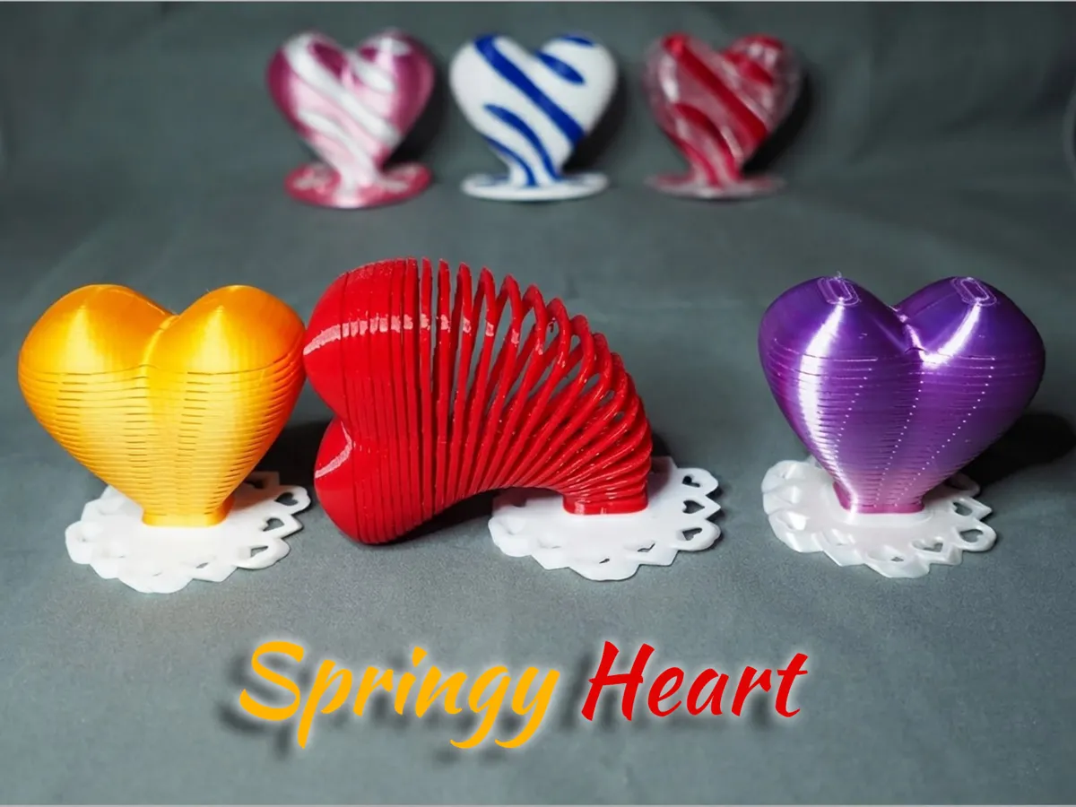 Springy Bouncy Heart - PLA rec. - Slinky Spiral - Free 3D Print Model ...