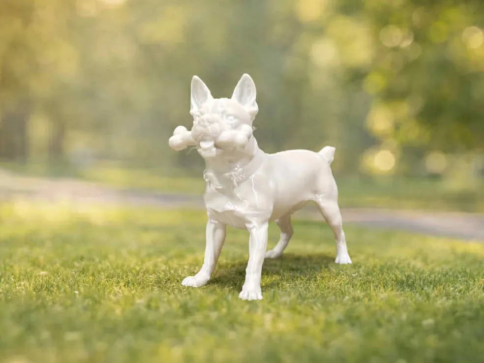 Boston Terrier with Bone. Cute figure - Free 3D Print Model - MakerWorld