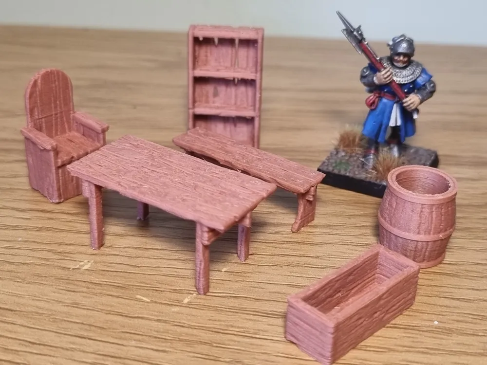 Medieval furniture scatter terrain 28mm scale by Grad90 MakerWorld ...