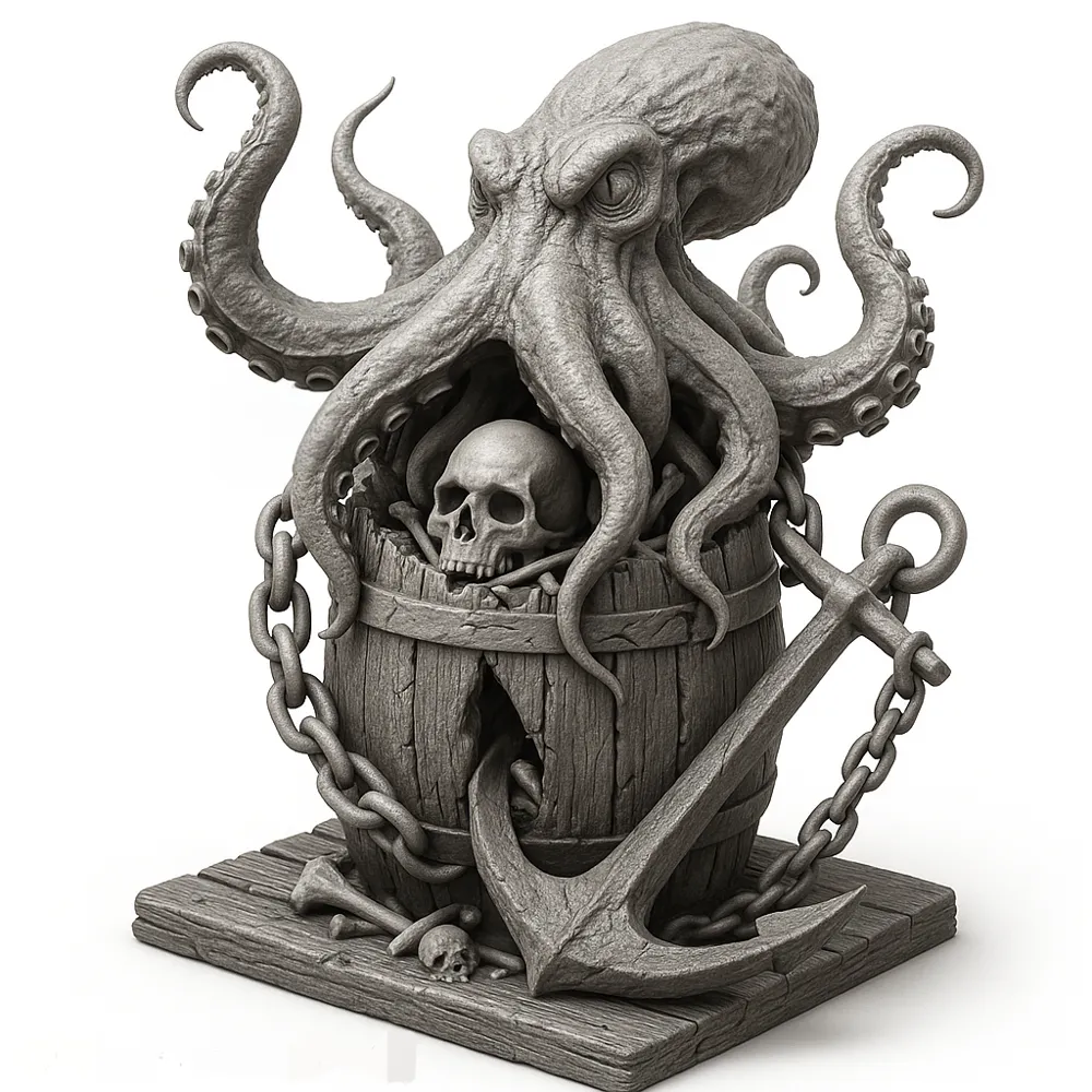 Kraken's Pirate Barrel by Filipes91 MakerWorld: Download Free 3D Models