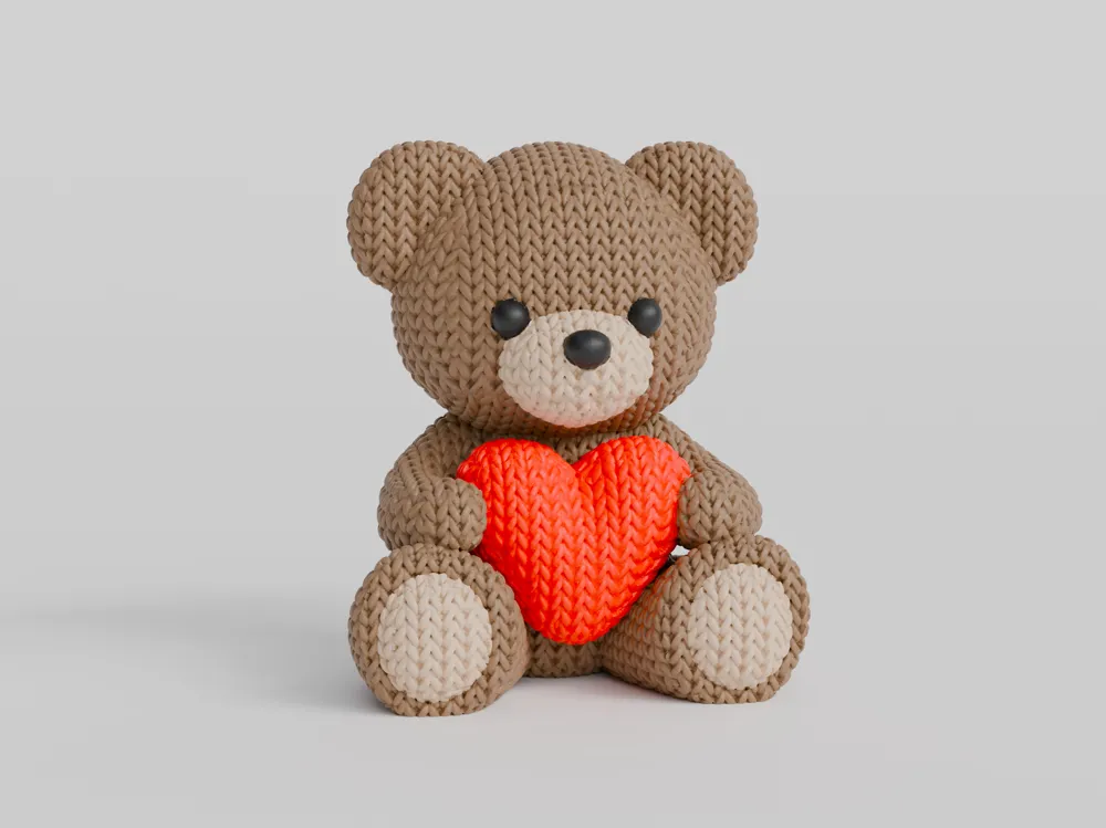 Knitted Valentine's Day Teddy Bear - Free 3D Print Model - MakerWorld