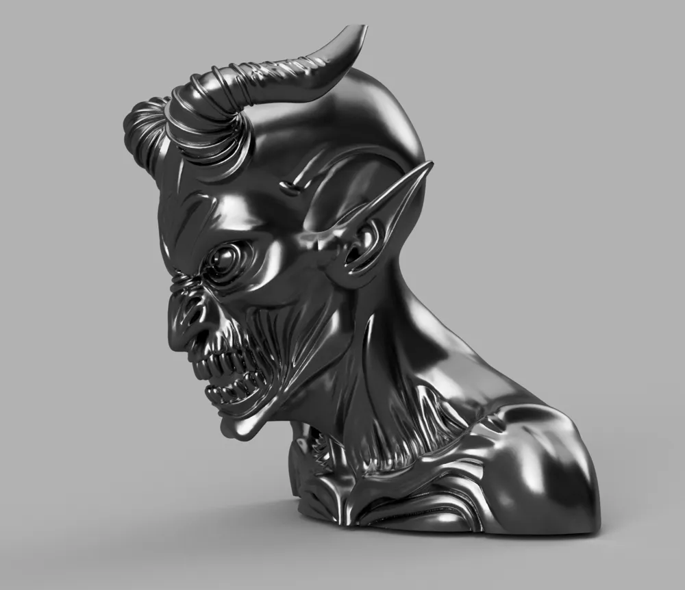 A Demonic Head Sculpture by from Pixel to Polymer MakerWorld: Download ...