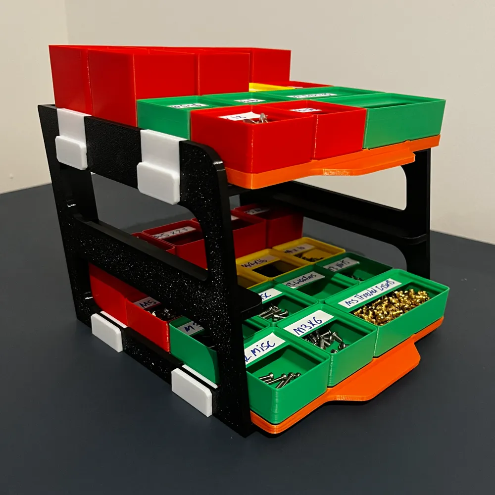 4x4 Gridfinity 3 Tray Storage Rack by Fresh3Design - MakerWorld