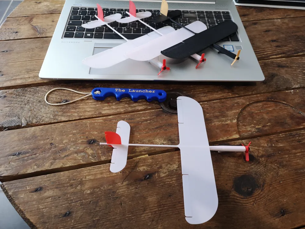 Mini propeller glider - 0925 - plane + launcher - Free 3D Print Model ...