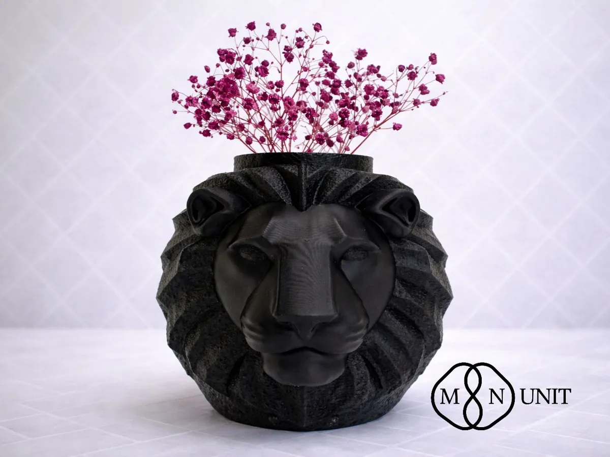 Lion Vase — Size M (16 cm) - Free 3D Print Model - MakerWorld