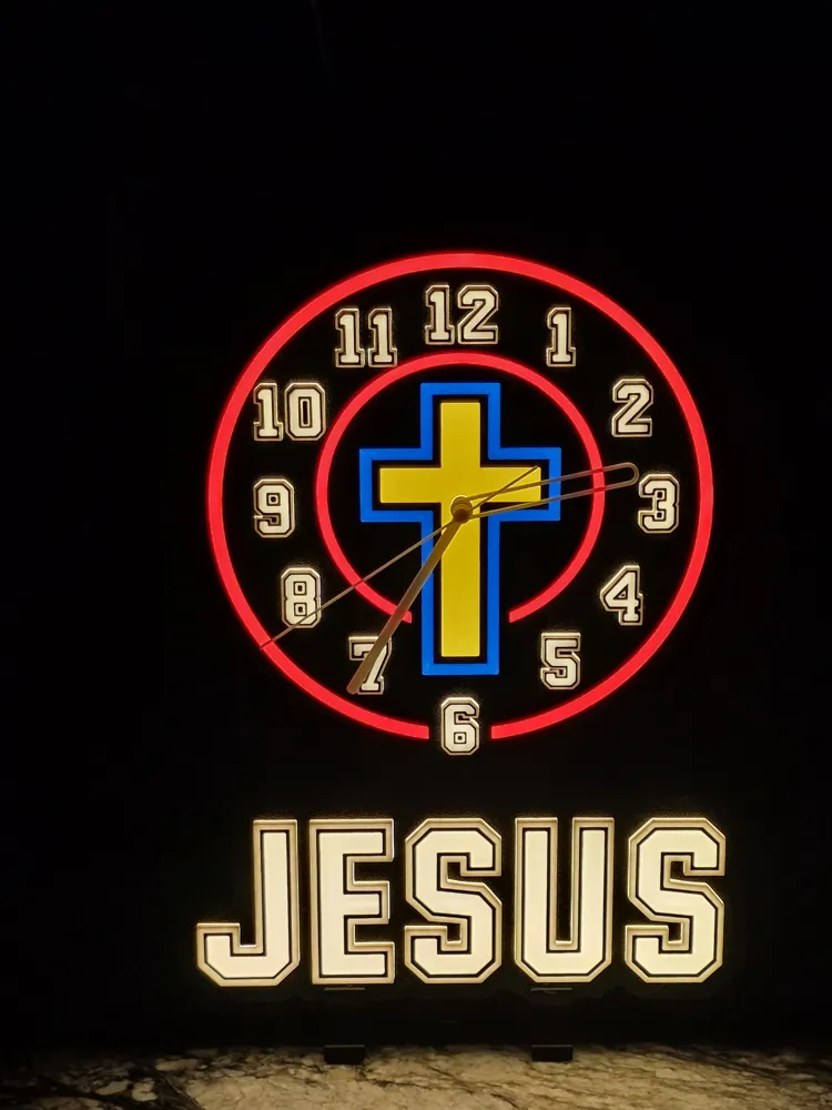 Jesus lightbox wall clock by waYmakR MakerWorld: Download Free 3D Models