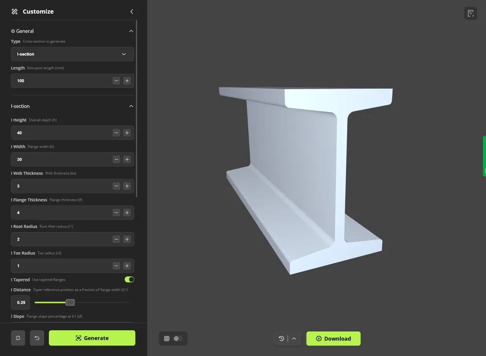 Beam Generator - Parametric Beams, Bars & Extrudes by Koolm MakerWorld: Download Free 3D Models