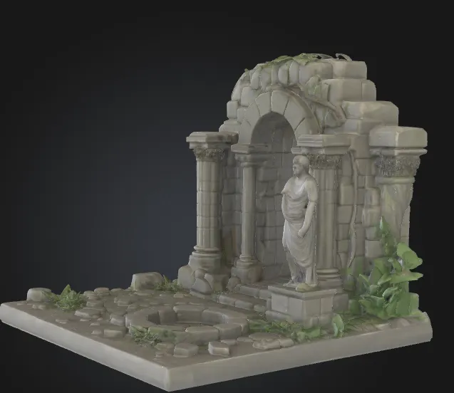 Forgotten Temple Garden Diorama - Free 3D Print Model - MakerWorld