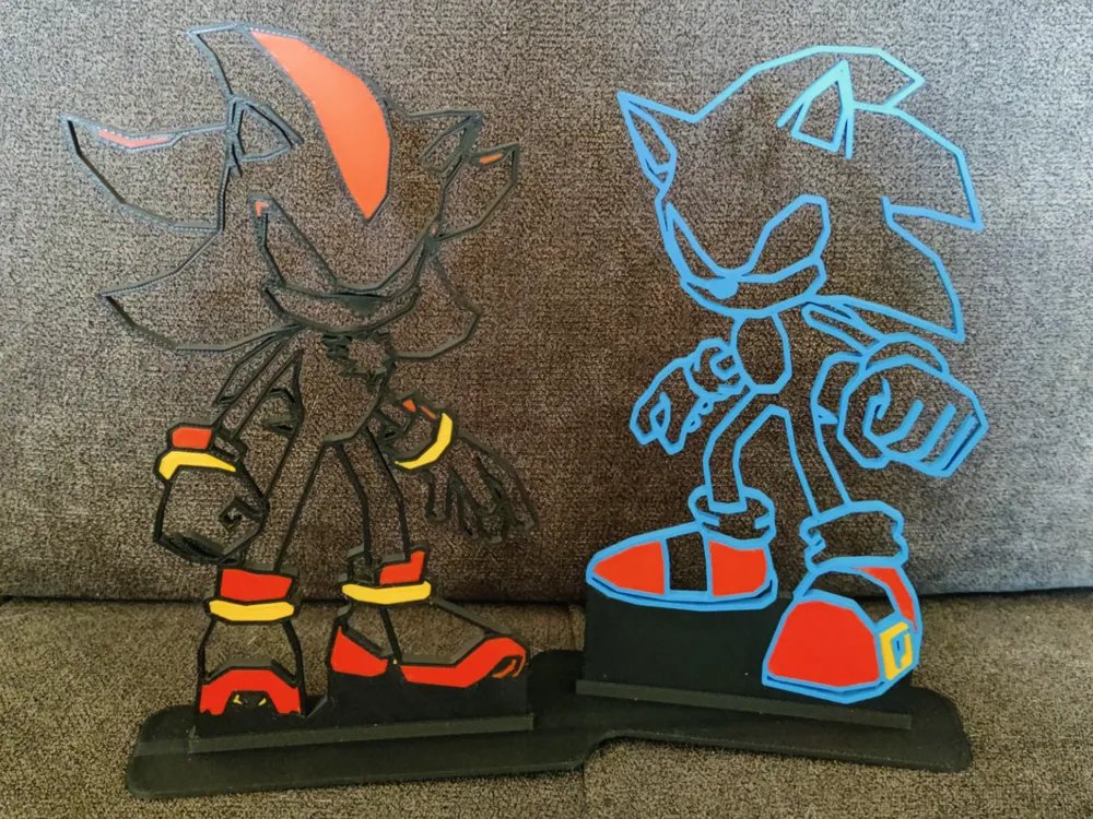 Sonic and Shadow Line Art - Free 3D Print Model - MakerWorld