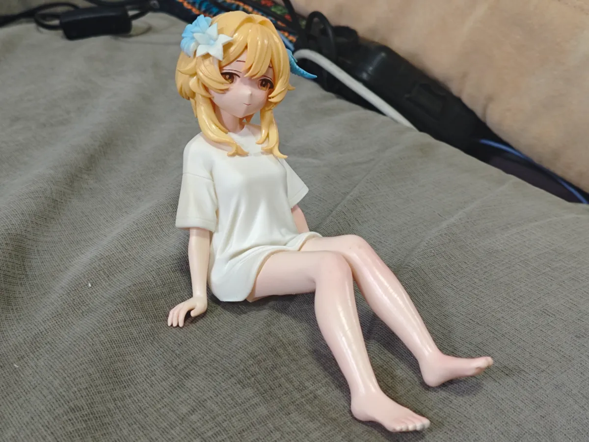 Genshin Impact Lumine Sitting Figure 18cm Tall Cute Multi-color Printed ...