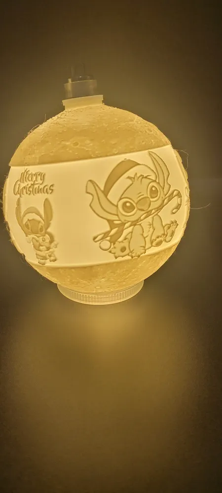 Stitch Lithophane Christmas Ornament - Free 3D Print Model - MakerWorld