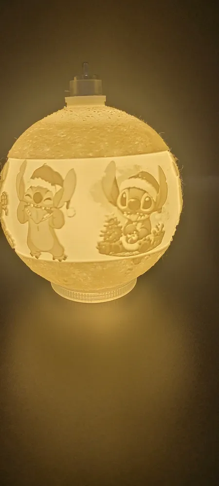 Stitch Lithophane Christmas Ornament - Free 3D Print Model - MakerWorld
