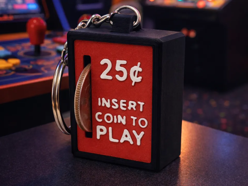 25¢ Insert Coin to Play – Retro Arcade Keychain - Free 3D Print Model ...
