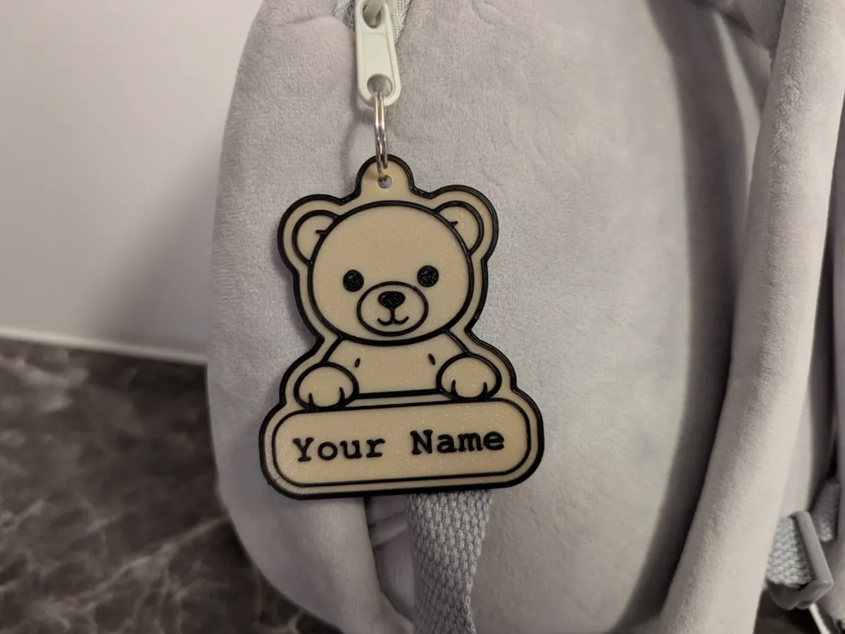 Cute Teddy Bear Name Tag / Backpack Charm - Free 3D Print Model ...